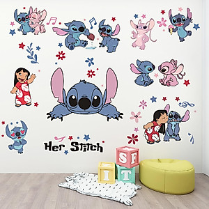 Dicnerry Wall Stickers for Kids, Cartoon Character Stickers for Children Room, 59 PCS PVC DIY Removable Stickers for Baby Kids Nursery Girls Bedroom Living Room Playroom Wall Decoration