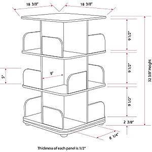 Kings Brand Furniture - 3-Tier Revolving Bookcase Bookshelf, Media Storage Cabinet, White