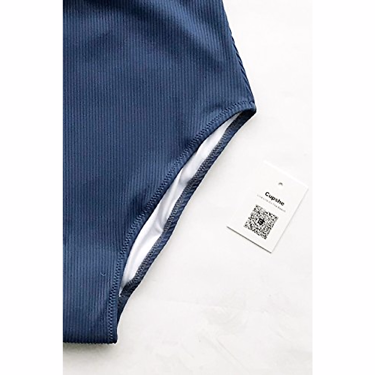 CUPSHE Women's Solid Color V Neck Lace Up One Piece Swimsuit, Blue, XL