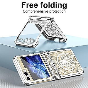 Phone case Slim Case Compatible with Samsung Galaxy Z Flip 5 with Hinge+Camera Lens Protector,Thin Hard PC Case Fashion Protective Case for Galaxy Z Flip 5 Rugged Electroplating Cover Phone Cover (Co