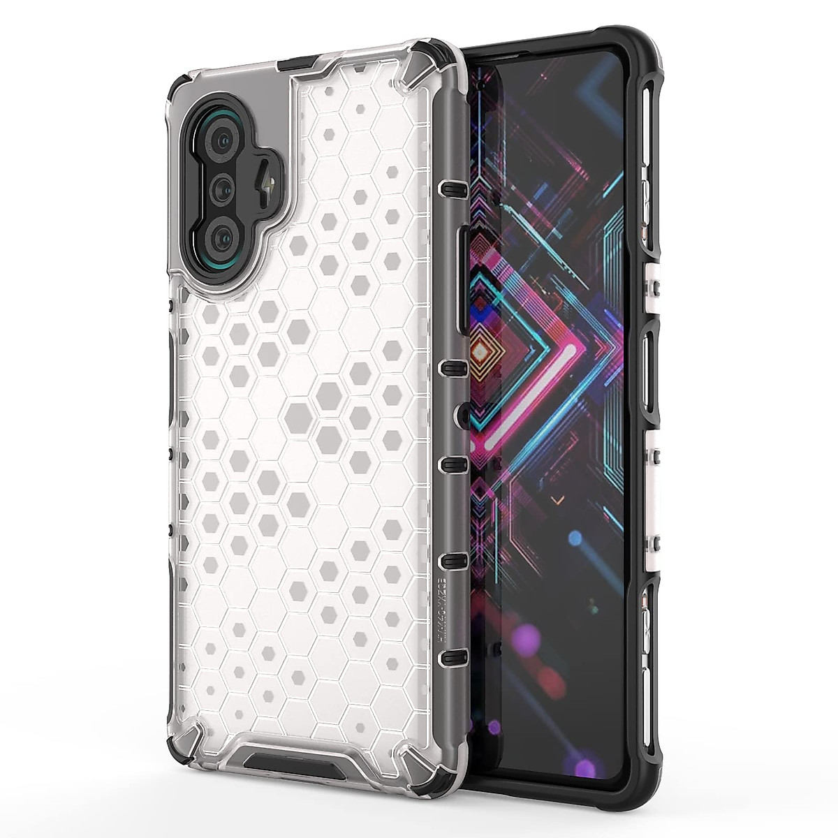 Pzwoxukhov Compatible with Redmi K40 Gaming / K40 Gaming Edition Case Cover,Compatible with Xiaomi Poco F3 GT Honeycomb Anti-Drop Shock-Absorbing Case White
