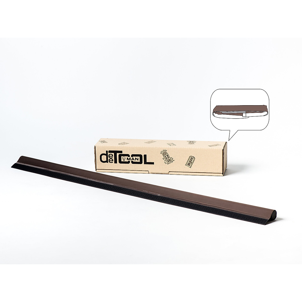 deeTOOL MAN Door Draft Stopper 36" : One Sided Door Insulator with Hook and Loop Self Adhesive Tape Seal Fits to Bottom of Door/Under Door Draft Stopper (Brown)