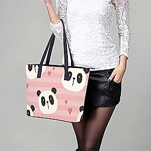 Womens Handbag Panda Patterns Leather Tote Bag Top Handle Satchel Bags For Lady