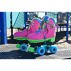 Circle Society Classic Adjustable Indoor & Outdoor Childrens Roller Skates - Jojo Siwa Rainbow - Sizes 3-7, 170035,Multi