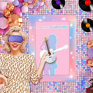 Lidmada Party Decorations Pin The Guitar on The Music Super Star Game, Large Poster with 24 Reusable Guitar Stickers for Pink Girls Birthday Party Favors Supplies