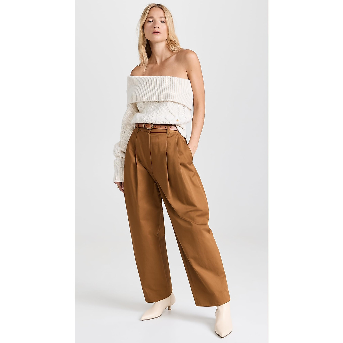 Madewell Women's Chunky Buckle Skinny Leather Belt, Desert Camel, Tan, S