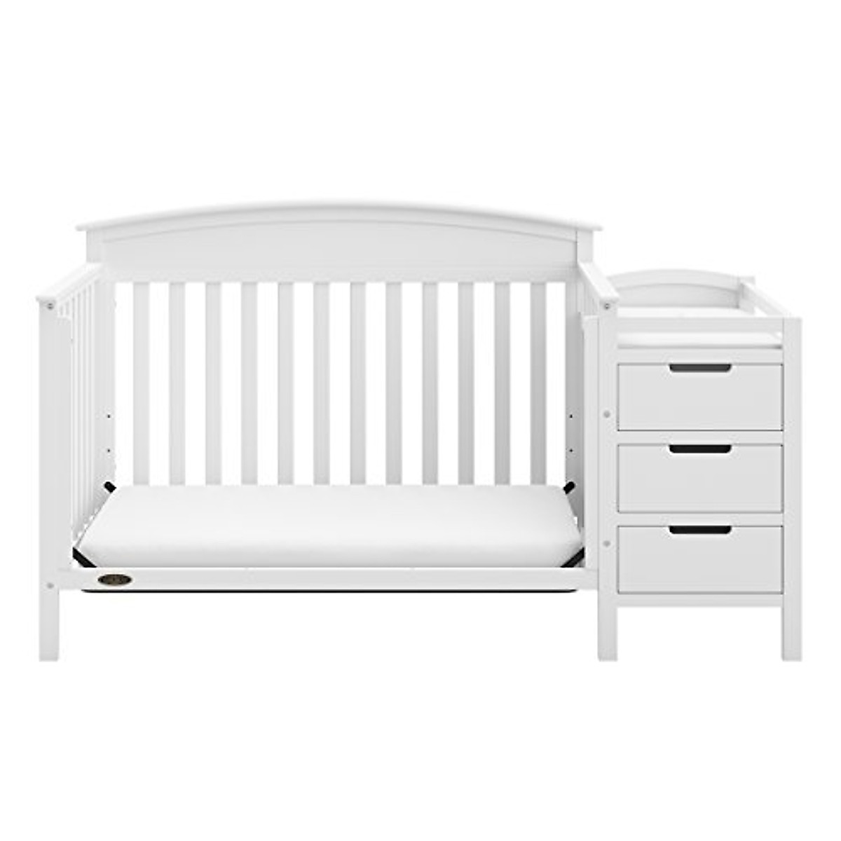 Graco Benton 5-in-1 Convertible Crib and Changer (White) – Crib and Changing -Table Combo, Includes Water-Resistant Changing Pad, 3 Drawers, Converts to Toddler Bed, Daybed and Full-Size Bed