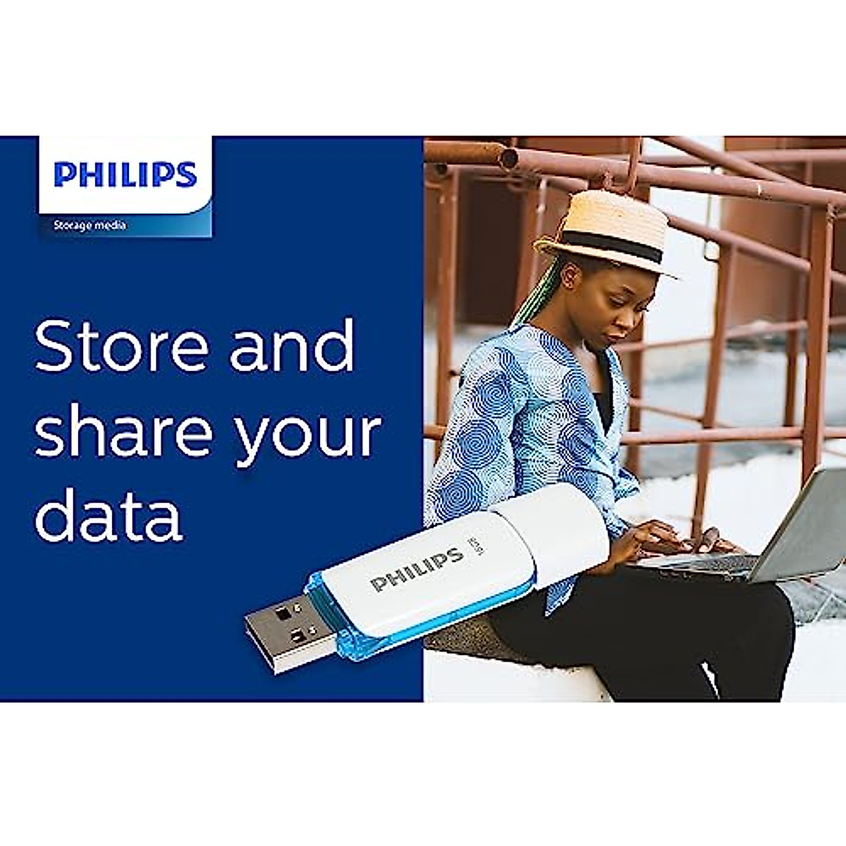 PHILIPS 16GB Flash Drive, Snow Edition USB 2.0 - White/Blue - 3-Pack