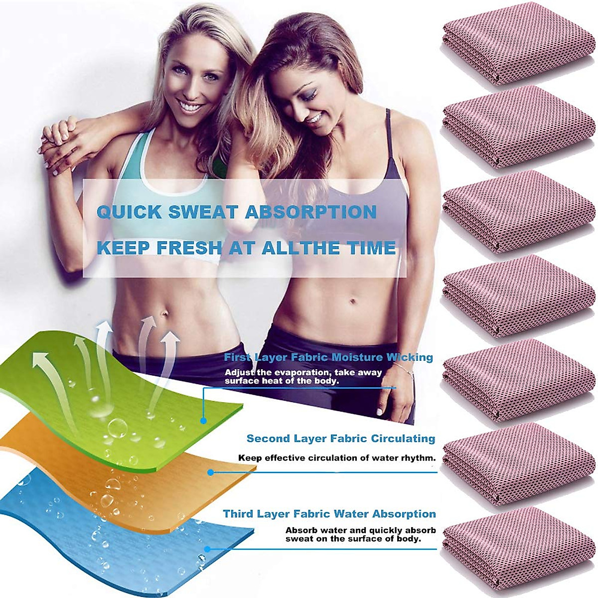 Peicees 20 Pack Microfiber Neck Cooling Towels Sports Sweat Towels Sweat Headband for Travel Beach Swimming Camping Climbing Gym Yoga Workout Backpacking