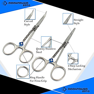 OdontoMed2011® Ultimate HEMOSTAT Set, 8 Piece Ideal for Hobby Tools, Electronics, 7.25", 5.5", 5", 3.5" ODM