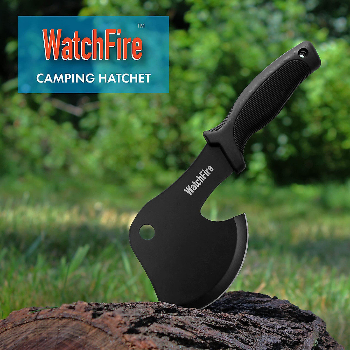 WatchFire 10” Black Camping/Survival Axe-Head Hatchet with Nylon Sheath (210921)