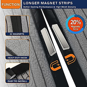 Magnetic Screen Door, Keep Bugs Out, Pet & Kid Friendly，Works with Front Doors, Sliding Doors,Fit Door Size 30 x 80 Inches ‎Black