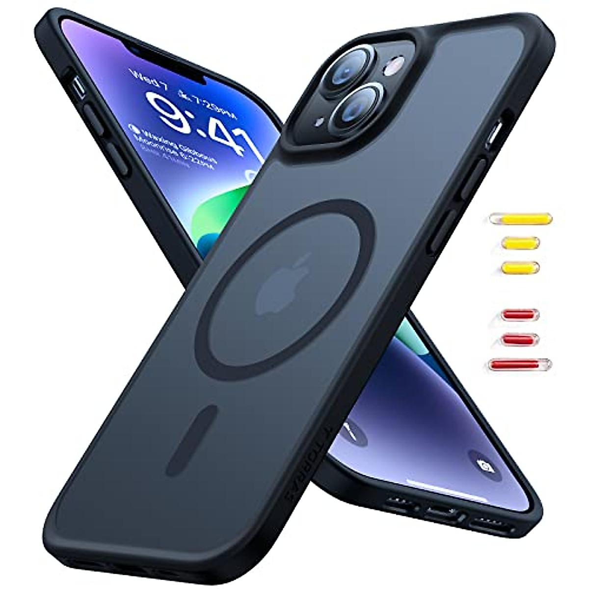 TORRAS Magnetic for iPhone 2023 Plus Case & iPhone 14 Plus Case, Military Grade Drop Tested, Compatible with MagSafe, Slim Translucent Matte Shockproof Cover for iPhone 14 Plus Phone Case 6.7, Black