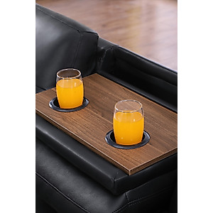 YOPTO Faux Leather Sectional Sofa with Movable Storage Ottoman,L-Shape Upholstered Modular Couch 5 Seater W/ 2 Toss Pillows and 2 Cup Holders for Living Room,Office,Black,98"