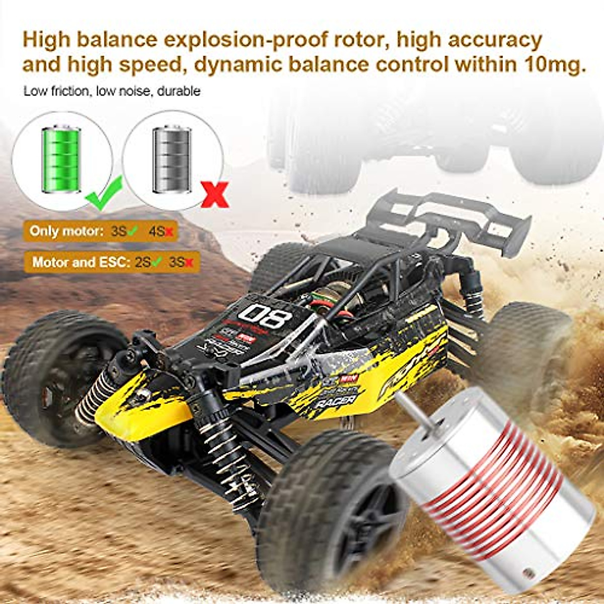 540 Brushless Motor 1/10 3650 5900KV 3.175mm Shaft Waterproof Brushless Motor for 1:10 Scale RC On-Road Car