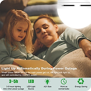 Neporal Emergency-Rechargeable-Light-Bulb, Stay Lights Up When Power Failure, 1200mAh15W 80W Equivalent LED Light Bulbs for Home, Camping, Tent (6 Count Daylight)