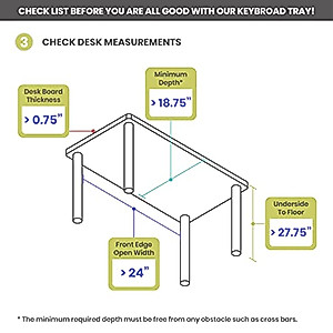 FERSGO Under Desk Keyboard Tray, 20" x 11" Tray, 17.75" Track, One Knob Control, Undermount Sliding Computer Keyboard and Mouse Tray with Wrist Rest, Swivels 360° with Adjustable Height and ±15° Tilt