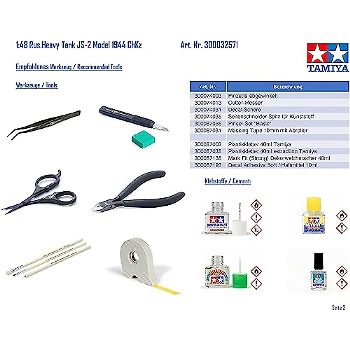 Tamiya 32571 1/48 Russian Heavy Tank JS-2 1944 Plastic Model Kit