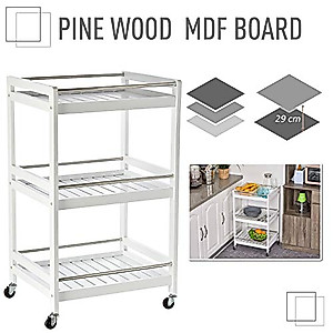 TybAtt Carts 3-Tier Home Trolley Kitchen Storage Cart W/Steel Bars 4 Universal Wheels Rolling Unit Organiser Living Room