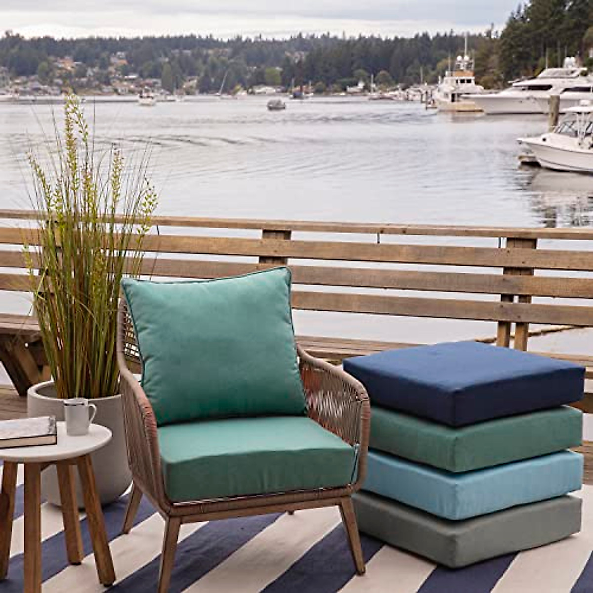 Arden Selections Oceantex Outdoor Deep Seating Cushion Set 24 x 24, Seafoam Green