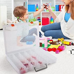 Udefineit Large 48 Grids Clear Plastic Organizer Box with Dividers, Adjustable Compartment Plastic Arts Crafts Storage Containers for Hobby Small Parts, Jewelry Bead Tackle Organizer Storage Box Case