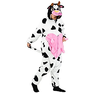 vavalad Cow Onesie Adult Unisex Adult Animal Onesie Animal Cosplay Polar Fleece Halloween Costume For Men Women