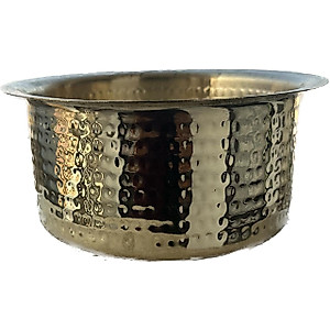 MUKE® Brass Hammered Patila, Brass Tope, Brass Cookware, Patila, Round Heavy Bottom Tapeli, Bhagona (1liter)