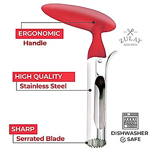 Zulay Premium Apple Corer - Easy to Use Durable Apple Corer Remover for Pears, Bell Peppers, Fuji, Honeycrisp, Gala and Pink Lady Apples - Stainless Steel Best Kitchen Gadgets Cupcake Corer - Red