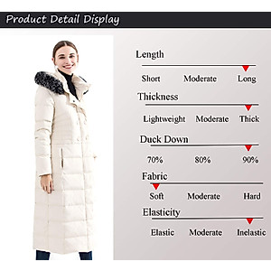 Obosoyo Women's Hooded Thickened Long Down Jacket Maxi Down Parka Puffer Coat (White, S)