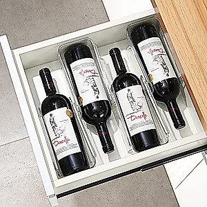 HommyPrefer 6 Pack Refrigerator Wine Rack, Stackable Acrylic Wine Rack for Refrigerator Bottle Organizer Holder, Freestanding Plastic Wine Rack Organizer Bins for Refrigerator, Kitchen Cabinet, Bar