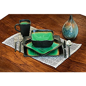 Baum-Essex - Dinnerware Sets, 16 Piece Dish Set for 4, Beautiful Home Decor includes Dinner Plates, Salad Plates, Bowls, and Mugs (Zen Quartz Jade)