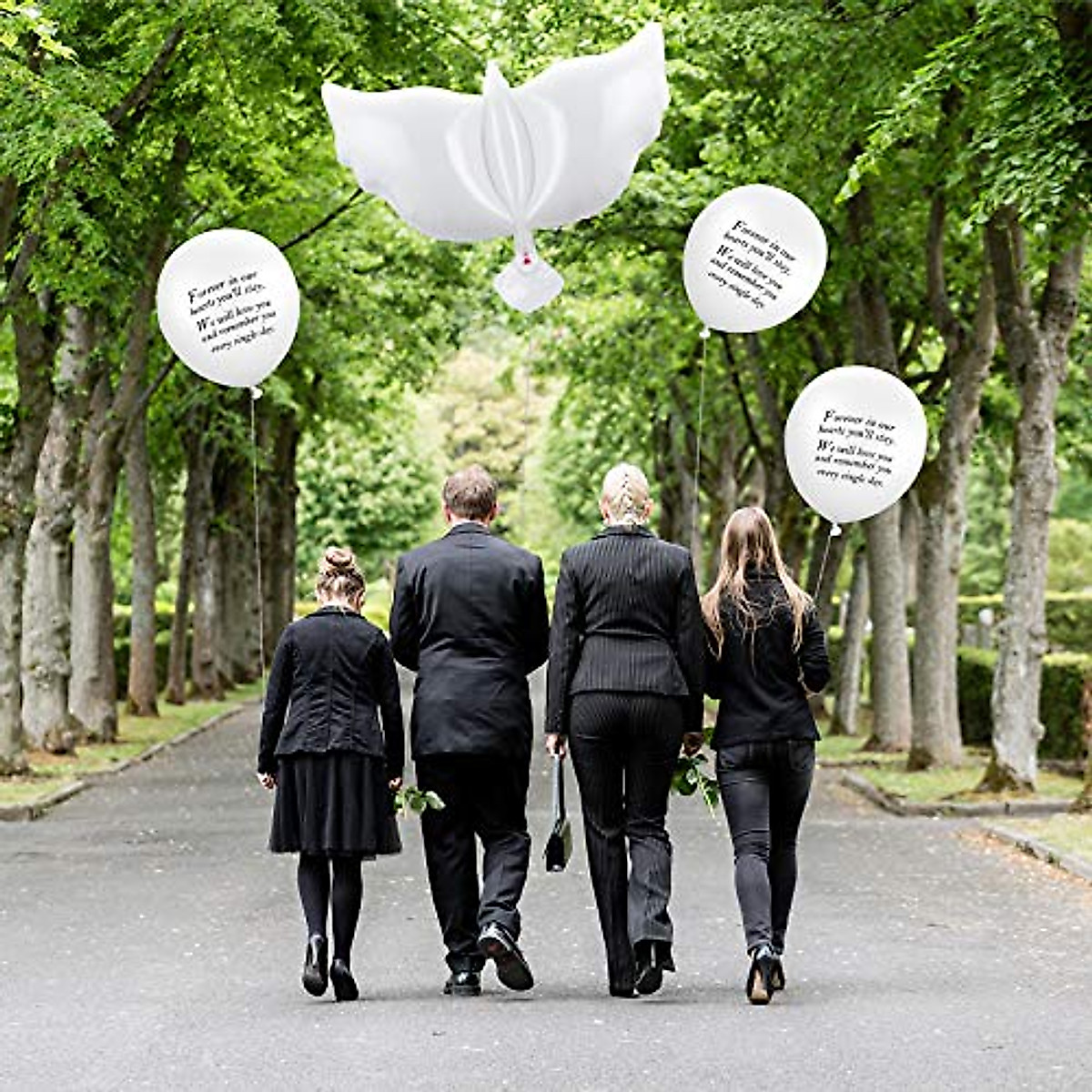 Skylety 40 Pcs Funeral Balloons Set, 10 Pcs Peace Dove Balloons White Memorial Balloons and 30 Pcs White Funeral Balloons to Release for Condolence Funeral Anniversary Memorial Services