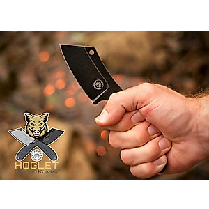 Off-Grid Knives - HOGLET EDC Fixed Blade Knife, Blackwash Blade, G10 Scales & Kydex Sheath with Scout Carry and Vertical Carry Belt Clip, Camping, Hunting, Hiking, Camp Kitchen (Blackout)