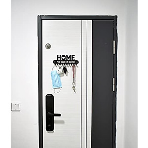 NASTURTIUM Black Metal Key Holder Hooks Sweet Home Wall Hanger Decor for Front Door Kitchen Garage Ready to Hang, 10 Hook Racks