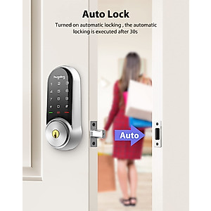 Hugolog Smart Lock,Keyless Entry Door Lock,Keypad Smart Door Lock,Smart Deadbolt Lock,Electronic Door Lock with Keyless Deadbolt,Bluetooth Digital Door Lock for Home,Airbnb,Garage