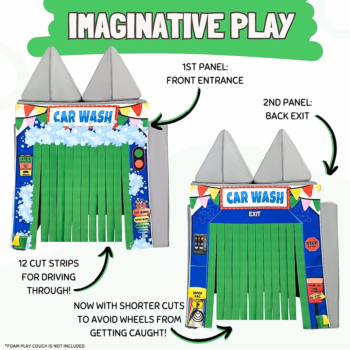 Couch Swag Play Panel for Childrens Foam Sofa Kids Couch (Car Wash)