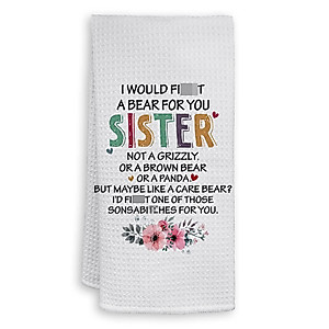 HIWX Sister Gifts Decorative Kitchen Towels and Dish Towels, Watercolor Floral Sister Mother's Day Hand Towels Tea Towel for Bathroom Kitchen Decor 16×24 Inches