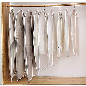 5 Pcs Garment Bag Travel Suit Dress Storage Clear Cover Full Zipper Coat Carrier, Garment Bags for Travel, Translucent Suit Bag for Hanging Clothes, Suits