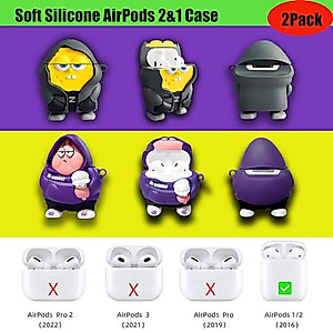 Rvesce [2Pack] Cute Airpod Case for Airpod 2/1,Funny Fun Kawaii Fashion Cartoon 3D Case for AirPods 1&2nd with Cleaner kit&Keychain and Lanyard for Kids Women Men