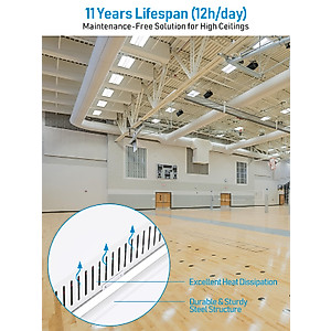 LEONLITE LED Linear High Bay Light 2FT, 220W 29700LM Adjustable Tilt Linear High Bay Shop Light, 135LM/W, 120-277V, 0-10V Dimmable Commercial Hanging Linear Shop Lights for Garage, 5000K Daylight, ETL