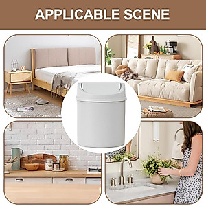 Desk Trash Can with Lid, Pop Up Countertop Wastebasket Small Garbage Can, Tiny Countertop Waste Basket Small Table Top Covered Garbage Bin for Desk Top
