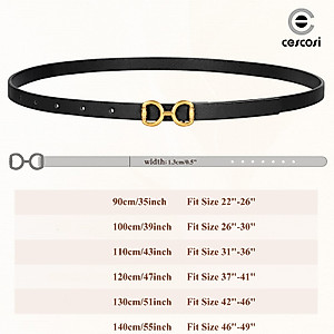 CESCOSI 4 Pack Skinny Women Leather Belt for Dresses Thin Waist Belt for Jeans Pants with Gold Buckle