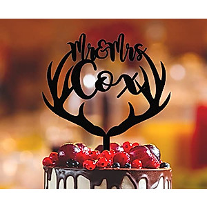 Personalized Antler Wedding Cake Topper, Script Name Wedding Cake Topper, Rustic Wedding Cake Topper, Country Wedding Cake Topper, Boho wedding topper, Personalized Baby topper,