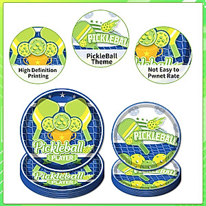 Rakuto Pickleball Party Plates Supplies - 96PCS Pickleball Player Themed Disposable Paper Plates Forks Napkins Tableware Set Pickleball Sports Baby Shower Birthday Party Decorations(24 Guests)