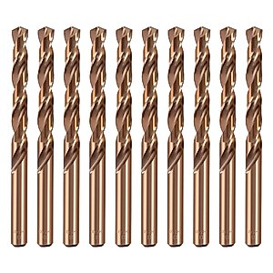 HSS Cobalt Drill Bit Set 1/8 Inch 10Pcs M35 Co Twist Jobber Length Steel Metal Drill Bits