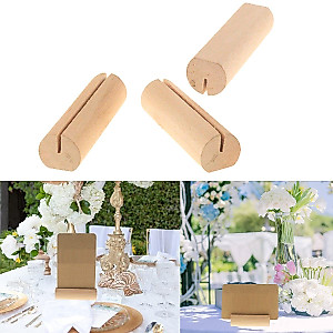 10 Pieces Wood Table Card Stand Wood Place Card Holders Wood Table Numbers Holder Wooden Menu Holder Party Wedding Table Name Card Holder Wood Base Photo Display Stand for Home Hotel Wedding Party Use