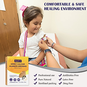 [Pack of 10] Honey Calcium Alginate Dressing 2”x2”, Honey Wound Patches with Calcium, Fast Healing Honey Pads for Bedsores, Surgical Wound, Diabetic Foot Ulcers, Burns and Skin Tears