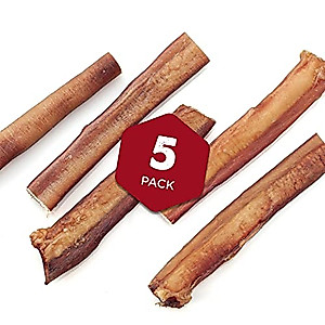 Best Bully Sticks All Natural 6 Inch Thick Bully Sticks for Large Dogs - USA Baked & Packed - 100% Free-Range Grass-Fed Beef - Single-Ingredient Grain & Rawhide Free Dog Chews - 5 Pack