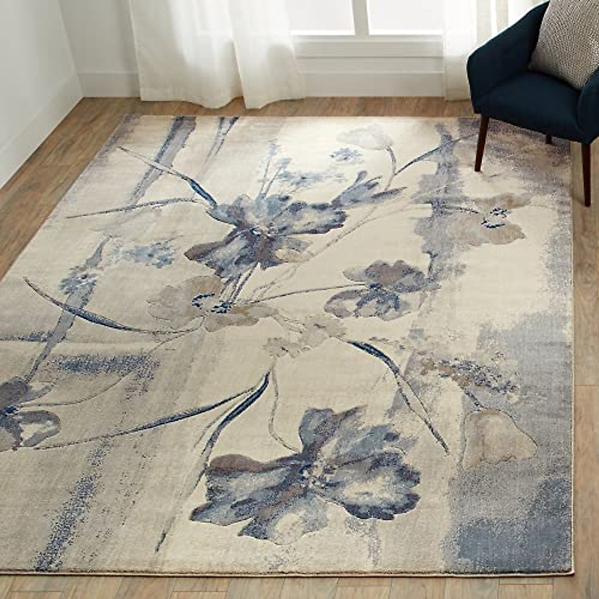 Nourison Somerset Floral Beige 2' x 2'9" Area-Rug, Easy-Cleaning, Non Shedding, Bed Room, Living Room, Dining Room, Kitchen (2x3)