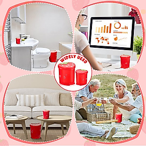Tessco 2 Pieces Strawberry Desk Trash Can Cute Mini Countertop Trash Can with Lid Kawaii Small Garbage Can Plastic Waste Bin with Sticker for Car Office Home Bedroom Bathroom Kitchen Decor(Red)